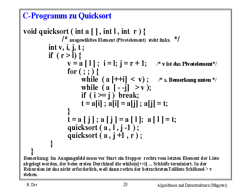 C-Programm zu Quicksort